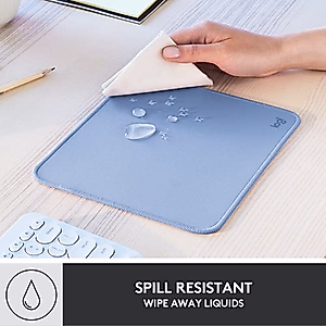 Logitech Mouse Pad - Studio Series, Computer Mouse Mat with Anti-Slip Rubber Base, Easy Gliding, Spill-Resistant Surface, Durable Materials, Portable, in a Fresh Modern Design, Blue Grey
