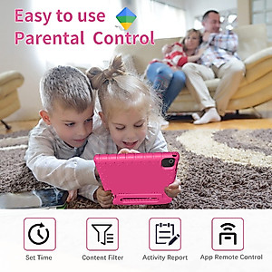 VNEIMQN Kids Tablet, 10 Inch Tablet for Kids, 4GB+64GB Android 13, 8-Core CPU, WiFi, 12H Battery, Parental Control, 1280 * 800 HD Display, Cameras, Pink