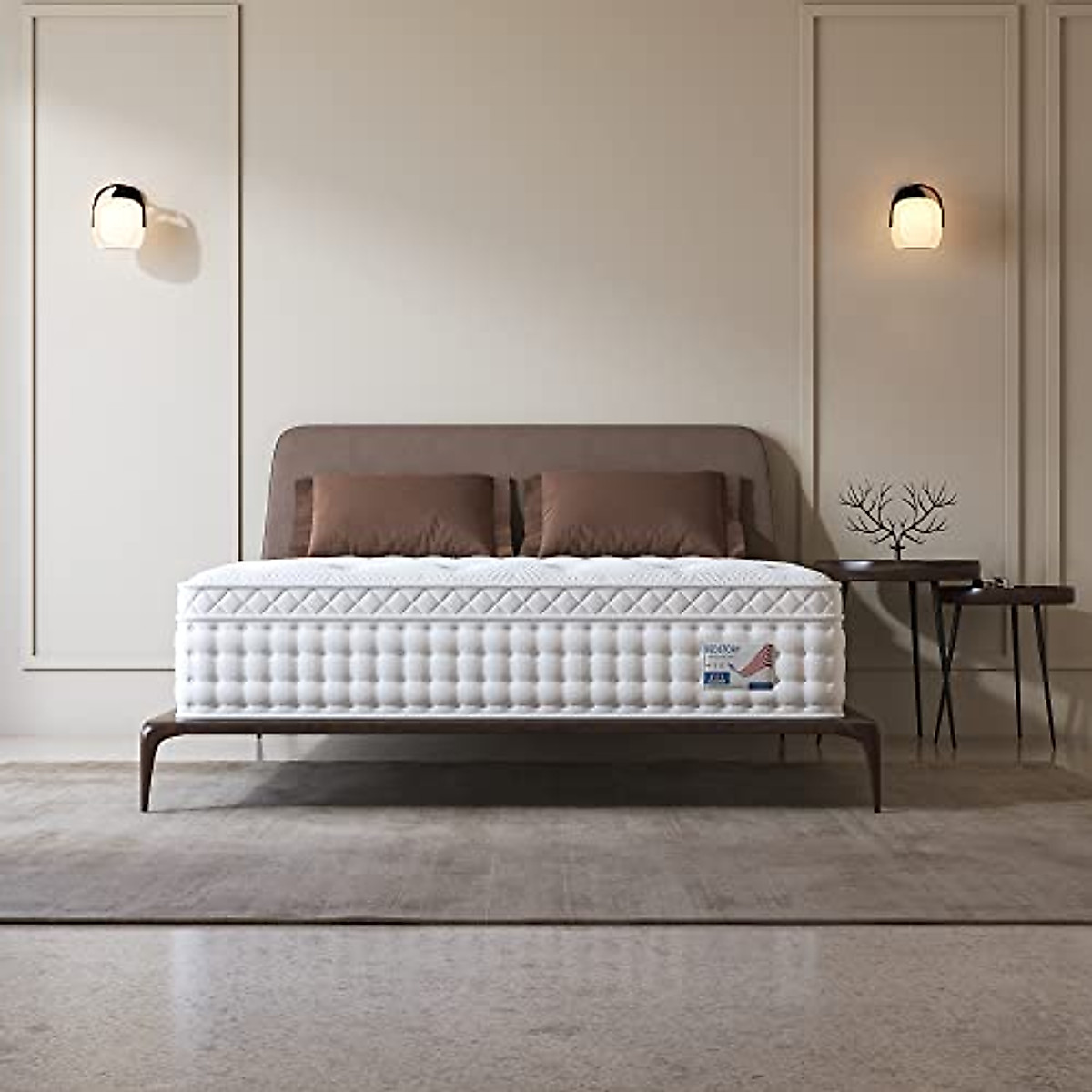 BedStory Queen Mattress, 14 Inch Deep Sleep Firm Mattress - Made in USA - Extra Lumbar Support - Pain-Relief - Memory Foam Hybrid Euro Top Mattress, Individually Wrapped Pocket Coils