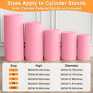Putros Spandex Cylinder Pedestal Covers Pink Set of 5 Cylinder Plinth Stand Cover for Wedding Props Birthday Party Event Decor