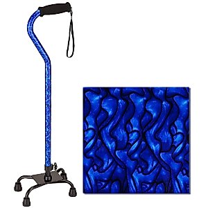 NOVA Designer Quad Cane, Lightweight Four Legged Walking Cane with Soft Grip Handle, Height (for users 4’11” - 6’4”) and Left or Right Adjustable, Blue Waves Design