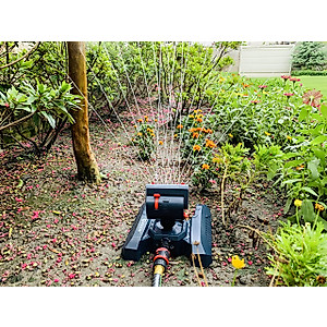 Eden 95124 Adjustable 4-Way Mini Turbo Oscillating Sprinkler W/Quick Connect Starter Set, Covers up to 4,069 sq. ft. Heavy Weight Base