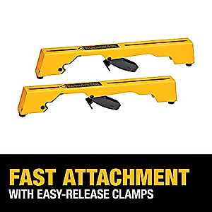 DEWALT Miter Saw Mounting Brackets, 2 Pack, 12 inch Blade Length, Retractable Clamps (DW7231),Yellow