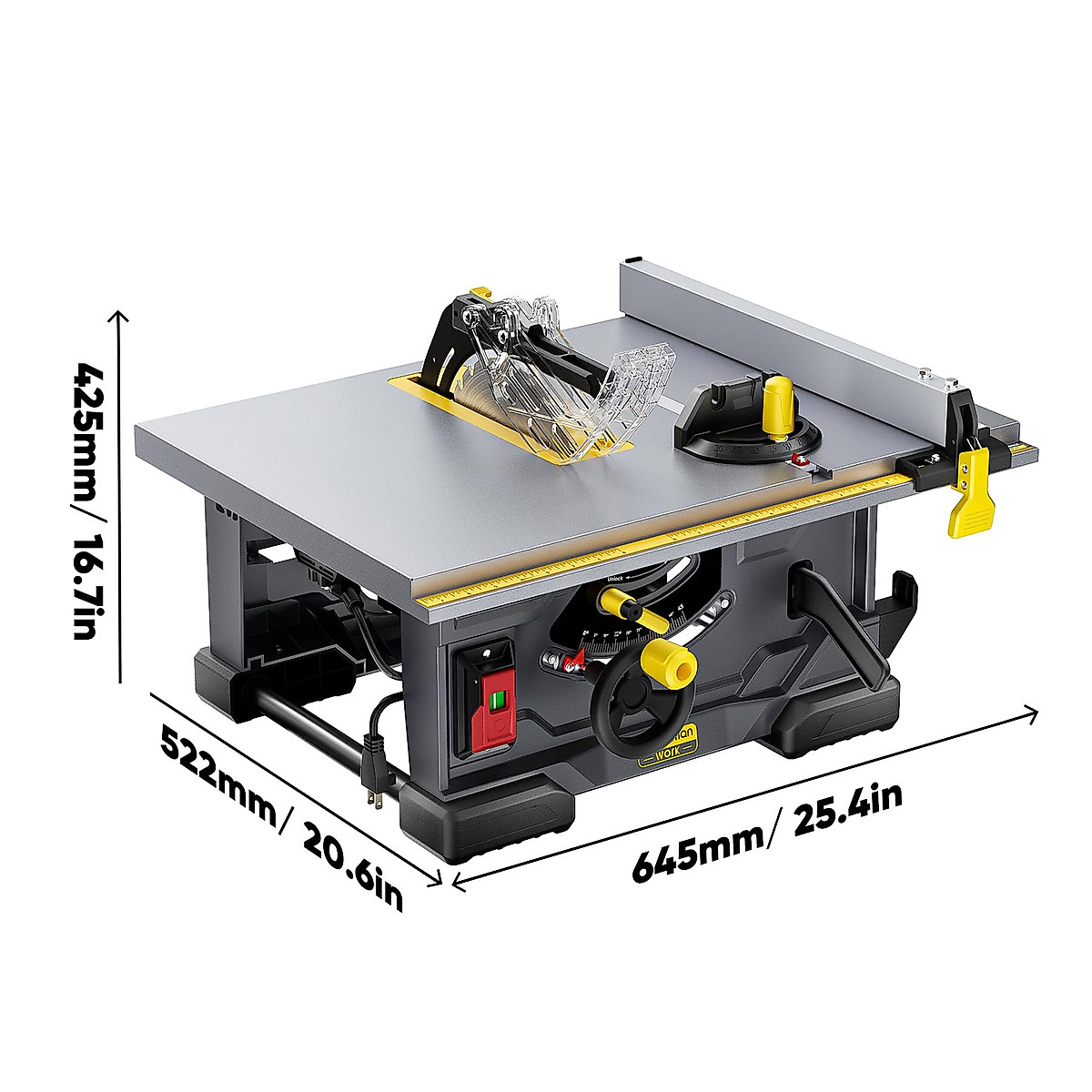 Upstreman Work M1 Pro Portable Table Saw, 13Amp Compact Tablesaw 5700RPM, 8.25" Table Saw w/24T Blade, Dust Collector, Onboard Carrying Handle Easy to Carry, Adjustable Cut Depth and Angle, for DIY