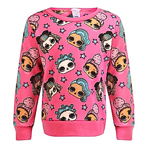 LOL Surprise Dolls Girls Sweatshirt and Jogger Set for Little and Big Girls – Pink/Black
