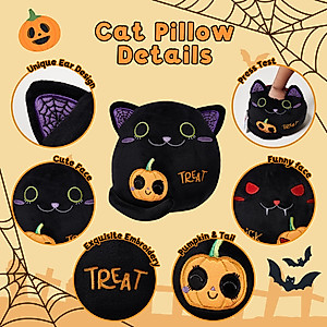 Halloween Black Cat Plush Gifts - Two-Sided Black Cat Halloween Stuffed Animal Toy,Trick or Treat,9.4" Soft Stuffed Black Cat Pumpkin Throw Pillow Gift for Kids Birthday Halloween Decorations,1 Piece