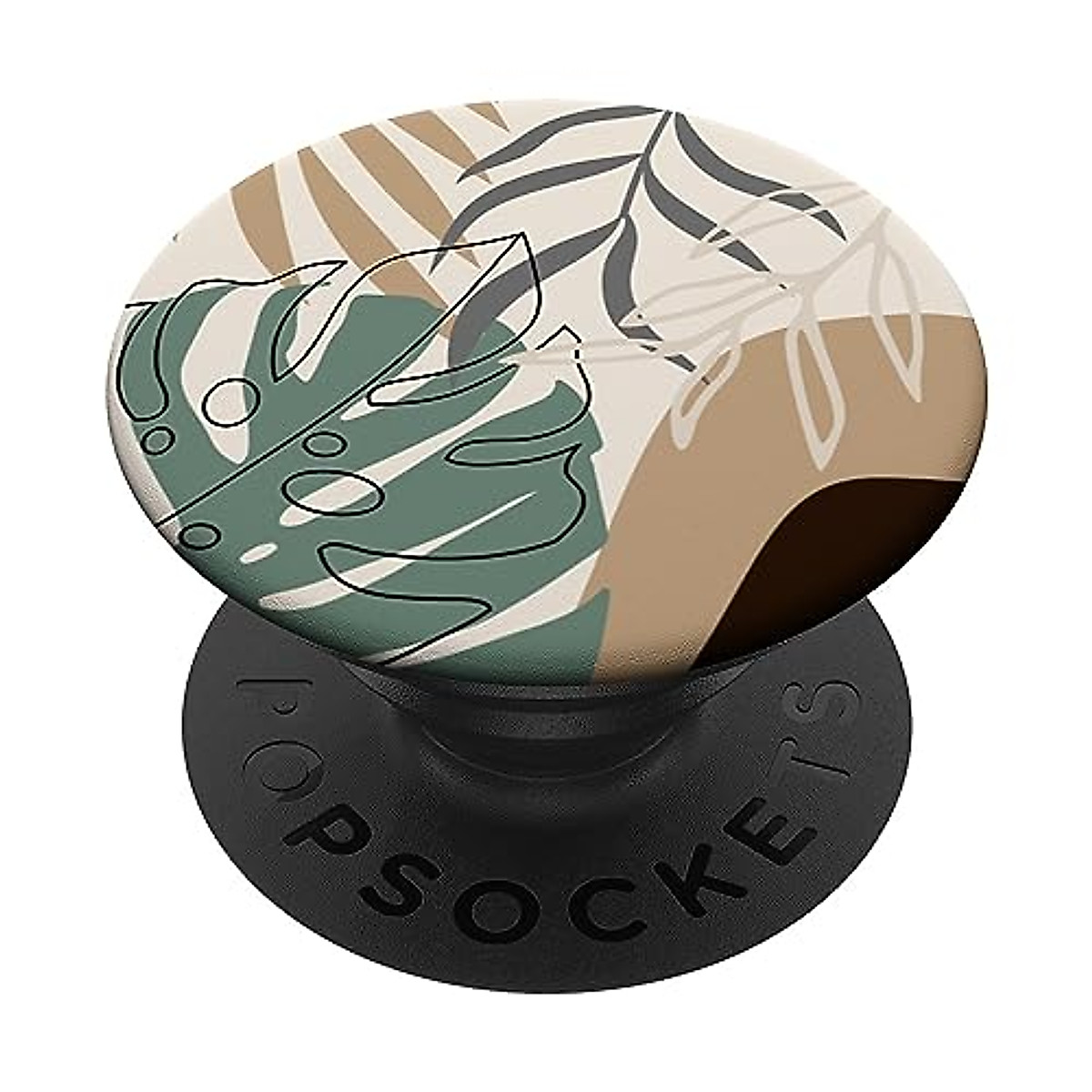 Tropical Botanical Beige Brown Exotic Minimalist Abstract PopSockets Standard PopGrip