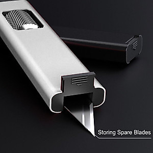 Utility knife, Portable Box Cutter, Comes with 6 Blades, Perfect for Professional Amateur Hobbyists for Modeling and Carving, Suitable for Office and Home Use (1, Silver)