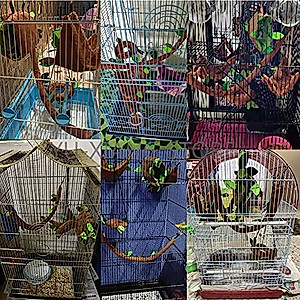 5pcs Hamster Hammock Small Animals Hanging Warm Bed House Cage Nest Accessories Forest Pattern Cage Toy Leaf Hanging Tunnel and Swing for Sugar Glider Squirrel Hamster Playing Sleeping