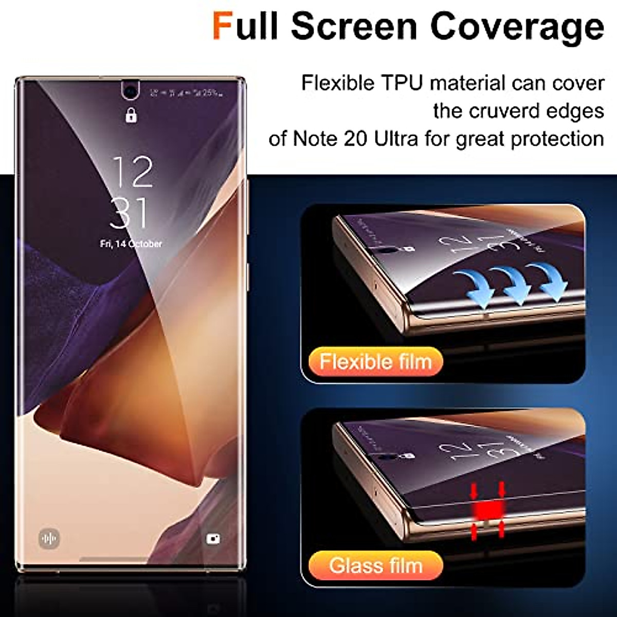 UniqueMe [2+2 Pack Compatible with Samsung Galaxy Note 20 Ultra 6.9 inch Soft TPU Screen Protector 【Not Glass】 and Camera Lens Protector,HD Clarity [Case Friendly][Bubble Free] [Anti-slip tool]