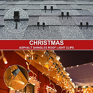 Gisafai Christmas Asphalt Shingles Roof Light Clips Mini Light Clips for Gutters Hooks for Hanging Christmas Outdoor Decoration, Electroplated Iron(Black,50 Pcs)