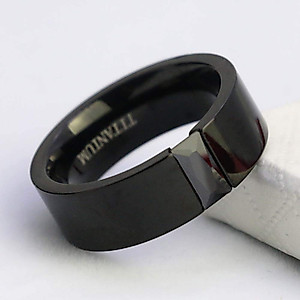 Couple Ring Bridal Sets His and Hers Women Black Gold Filled Square CZ Men Titanium Band Wedding Ring Band Set