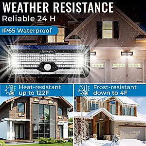 LazyPro Solar Lights Outdoor Super-Bright 298 LEDs 2500lm - LED Solar Motion Sensor Lights Outdoor - for Wall, Post, Pathway Garden up to 1600 sq ft - Solar Battery Powered 4400 mAh