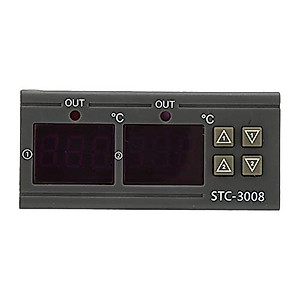 Jeanoko STC-3008 50/60Hz Dual Display Dual NTC Probe Sensor 10A -50°C-70°C Digital Temperature Thermostat Controller (110~220V)