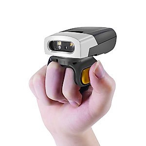 Symcode Bluetooth 2D Ring Long Range Scanning Barcode Scanner,4.9Ft- 6.5Ft Scanning Distance can Saving The Trouble of Climbing Portable Ring Wearable Finger 1D 2D Mini Bar Code Reader Scanner