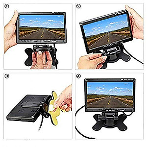 Camecho Vehicle Backup Camera 7 Inch 4 Split Monitor+ 4 Cameras with Front View, Rear View 18 IR Night Vision Waterproof Auto Camera with 2x33 ft and 2x65ft Cables for Trucks, RV, Trailer, Bus