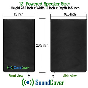 12-Inch PA/DJ Speaker Cover – Black 420D Polyester with Silver UV50 Coating – Water-Resistant, Protective Bag for Stand-Mounted Powered Speakers – Lightweight, Open-Bottom Design (Single Cover)