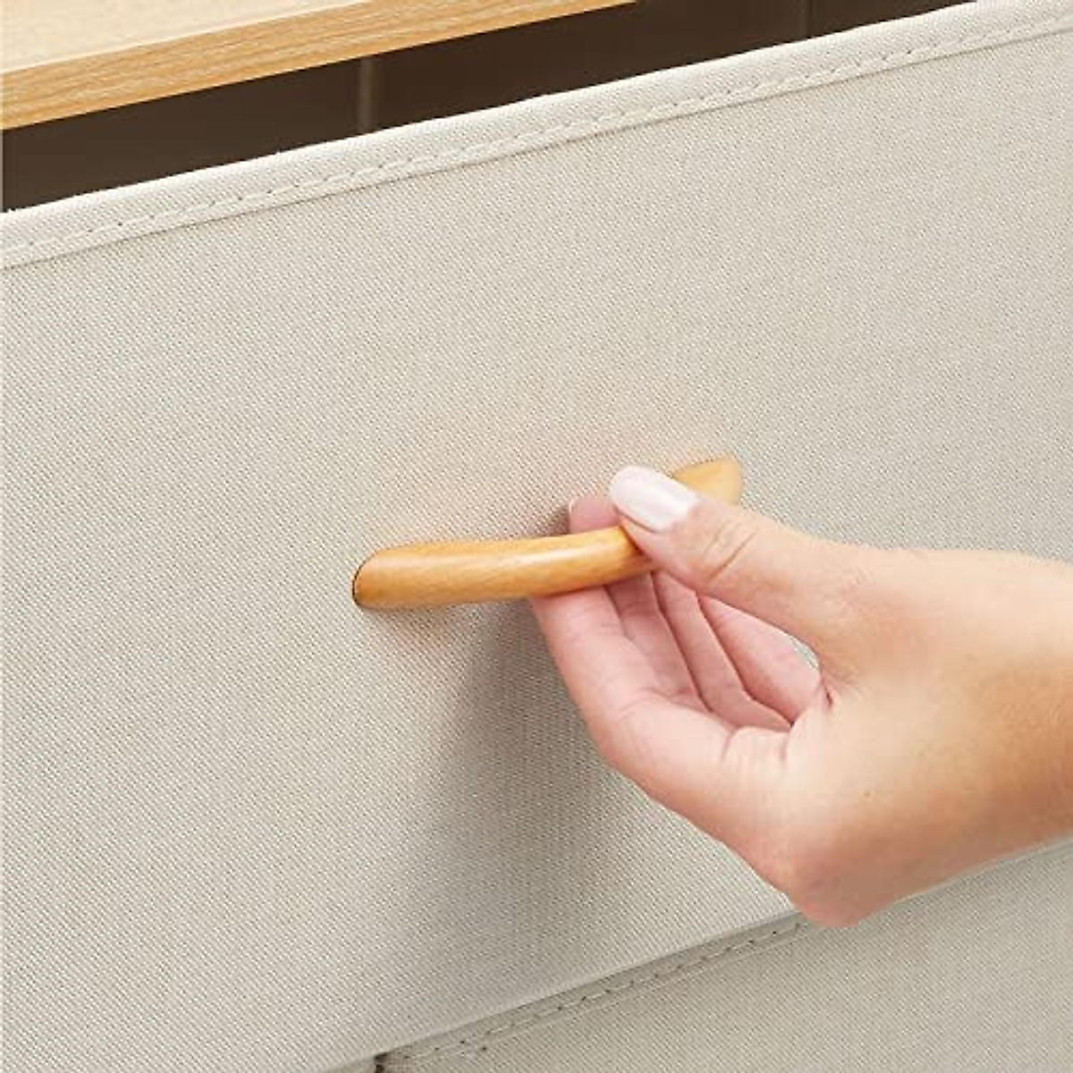 mDesign 30.9" High Steel Frame/Wood Top Storage Dresser Furniture Unit with 7 Removable Fabric Drawers - Large Bureau Organizer for Bedroom, Living Room, Closet - Cream/White