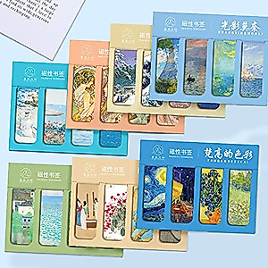 LANADO 4pcs/Set Paintings Magnet Bookmark Retro Starry Sky Reading Book Mark Stationery Material School Office Supply
