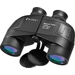 BARSKA 7x50 WP Battalion Floating Binoculars with Internal Rangefinder , Black