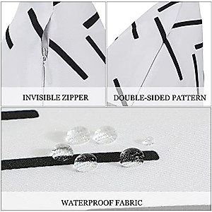Kiuree Black and White Outdoor Pillows Waterproof Throw Pillow Covers for Patio Furniture Geometric Outdoor Pillow Cases for Patio Furniture Tent Balcony Couch 18 X 18 Inch Set of 2(White)