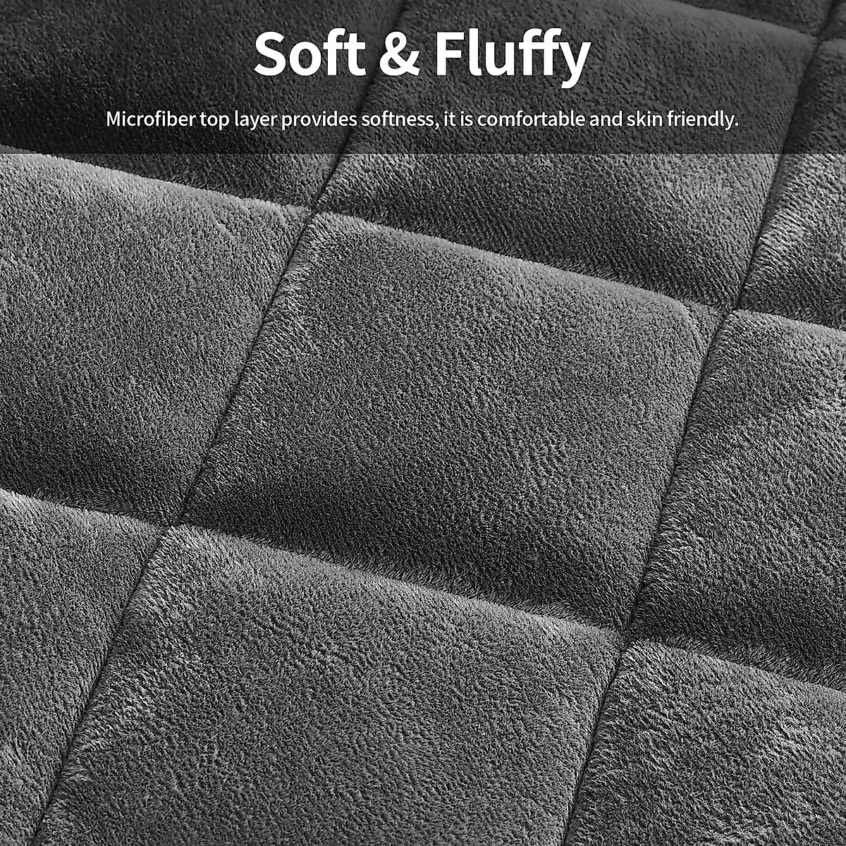 Yinlnpaul Velvet Soft Fluffy Mattress Topper Queen Mattress Pad, Breathable&Noiseless Mattress Protector, Queen Mattress Cover Fitted 18 Inches Deep Pocket (Queen,Gray)