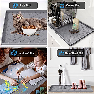 Waterproof Under Sink Mat, 34'' x 22'', Silicone Under Sink Liner for Kitchen Bathroom, Under Kitchen Sink Organizers and Storage, Cabinet Shelf Protector, Flexible Under Sink Drip Tray, Dark Grey