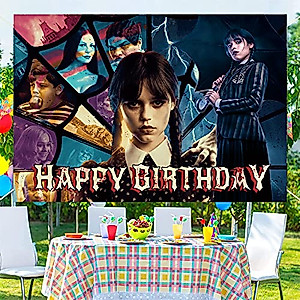 5 x 3 FT Wednesday New Addams TV Show Backdrop, Wednesday Party Decorations Background for Kids Birthday Party