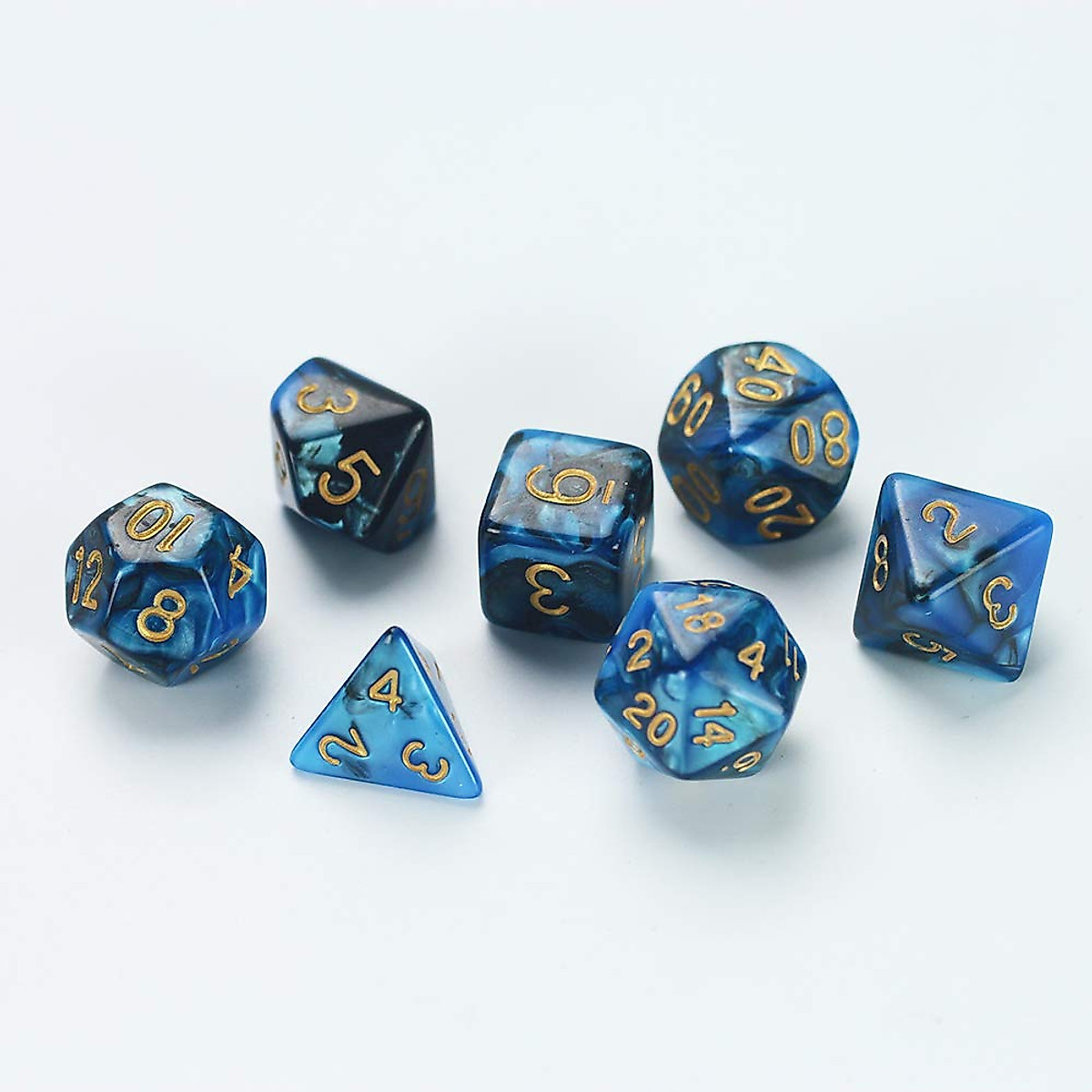 QIELIZI DND Dice Bag Pouch,PU Leather Dragon Dice Pouch Wih 7 Die Set Perfect for Dungeons and Dragons RPG D&D Dices, Coins and Accessories(Starry Sky)