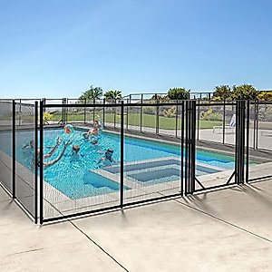 YITAHOME Pool Fence Gate, 4 x 3.2Ft Pool Safety Fence Gate Kit with Steel Aluminum Pipe Frame for Above Ground Pools, Black
