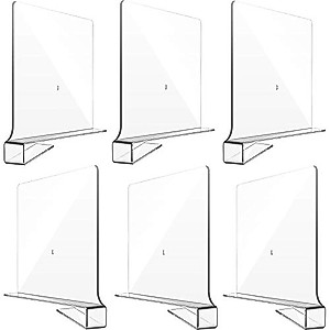Clear Acrylic Shelf Dividers for Closet Organization Transparent Closet Shelf Divider Organizer Multi Functional Wood Closet Separator for Storage in Bedroom, Kitchen, Office (6 Pieces)