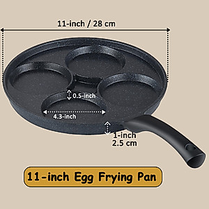 Cook N Home Marble Nonstick Egg Frying Pan, 4-Cup Cookware Pancake Pan Omelet Pan, Black