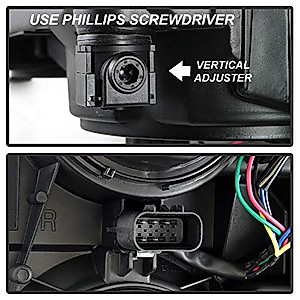 South Mud Bay Compatible with Cab Crew Extended [Chrome Trim] Headlight Lamp Pair HD-JH-CS14-CC-BK