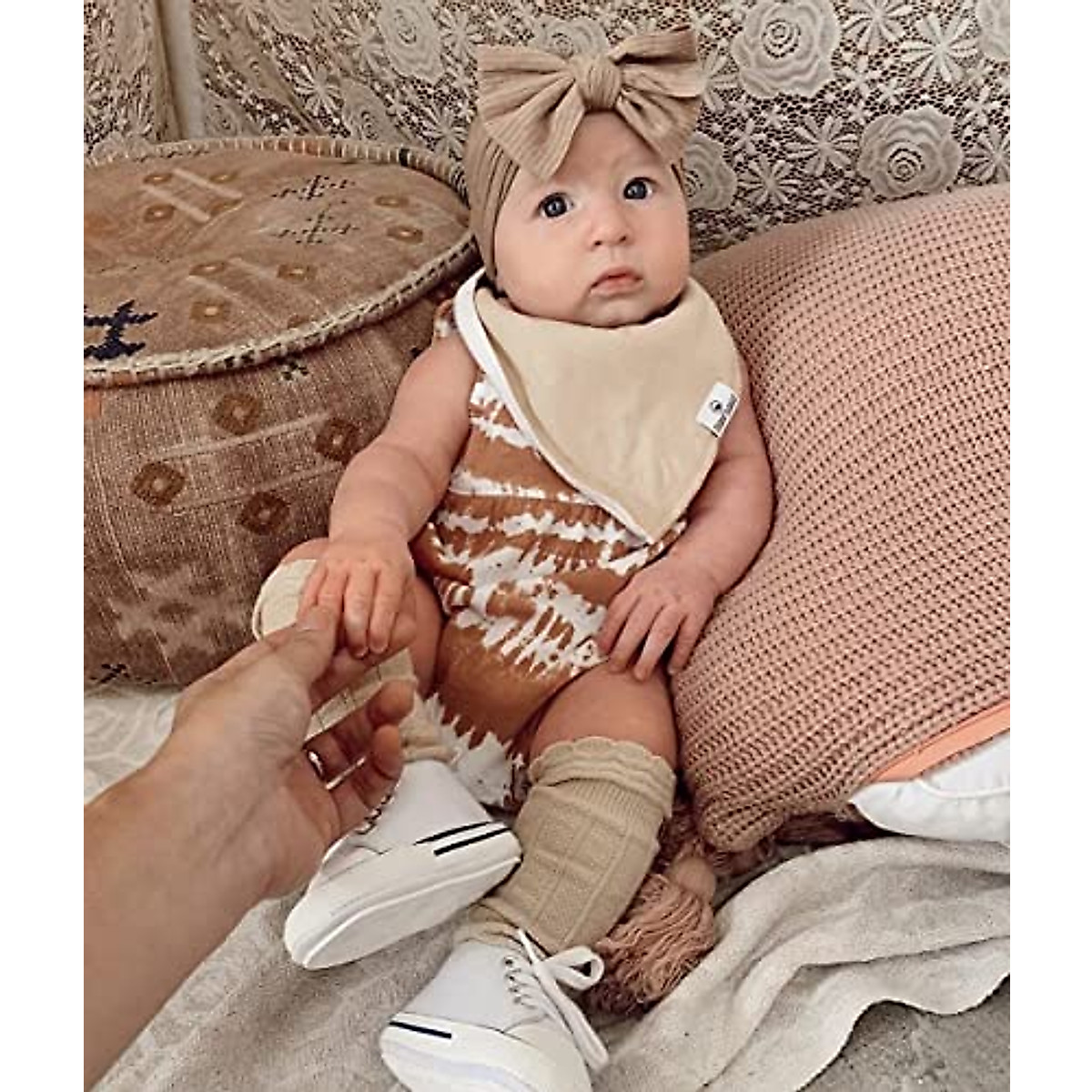 Diaper Squad 100% Organic Cotton Pastel 10-Pack Baby Drool Bandana Bibs Solid Colors for Boys and Girls