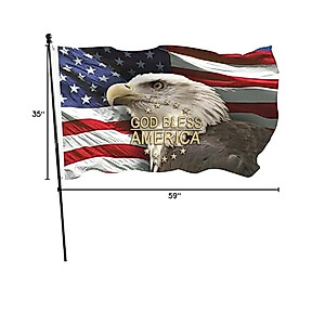 God Bless America Outdoor Flags, American Bald Eagle 3X5 Foot Flag,Patriotic 4th of July Independence Day Garden Decorations,Fade Resistant Yard Flag for Patio,Lawn