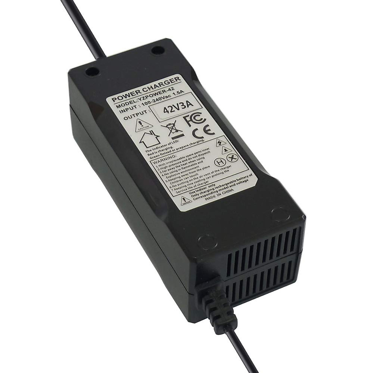 Abakoo 42V 3A Charger Power Supply Adapter for 36V 8Ah-15Ah Lithium Li-ion Battery Pack with DC 5.5 x 2.5mm/5.5 x 2.1mm