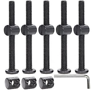 cSeao 10-Pack M6 70mm Black Socket Cap Screws Barrel Nuts Set for Furniture Crib Chairs Baby Bed