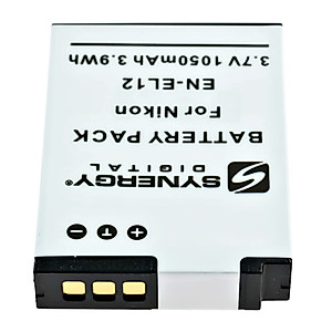 Synergy Digital Camera Battery, Compatible with Nikon Coolpix S9300 Digital Camera, (Li-Ion, 3.7V, 1050mAh) Ultra High Capacity, Replacement for Nikon EN-EL12 Battery