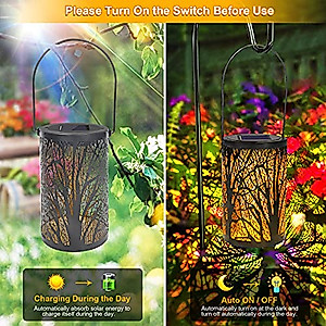 Solar Lantern Outdoor Lights for Decorative Atmosphere Hanging Garden Lantern Cylindrical Table Lamp Night Light Warm Lighting for Courtyard, Party, Walkway,Terrace, Garden, Lawn (2 Pack)