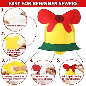 16 Sets Merry Christmas DIY Stuffed Craft Kit Christmas Sewing Kit Xmas Tree DIY Sewing Set for Beginners Snowman Educational Gift Set for Boys and Girls Xmas Felt Ornaments Decorations for kids