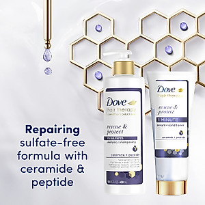 Dove Hair Therapy Shampoo Hair Care For Split Ends and Damaged Hair Rescue and Protect Sulfate Free Shampoo 13.5 oz