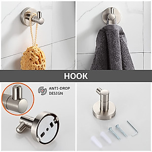 BGL Bathroom Accessory Set Brushed Nickel 4-Pieces Bathroom Towel Rack 24 Inches Adjustable Bathroom Hardware Set