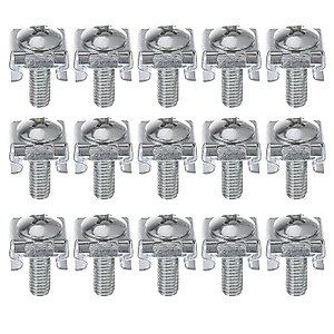 TEHAUX 100 Pcs Computer Rack Mount Cage Screws and Nuts for Rack Mount Server Cabinets- Industrial Screws