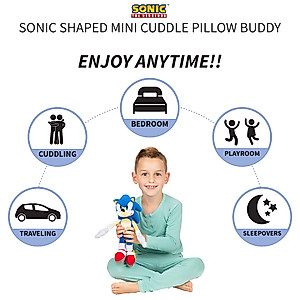 Franco Sonic The Hedgehog Anime Kids Bedding Twin/Full Comforter with Twin Sheet Set and Cuddle Pillow, 5 Piece Bedroom Set (Official Sega Licensed Product)
