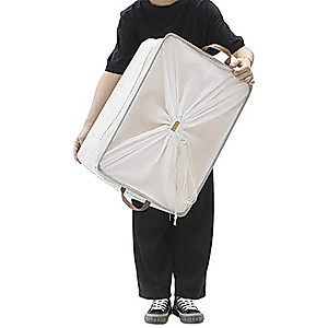 Hinwo 70L Extra Large Capacity Storage Basket with Handles, Canvas Fabric Storage Bin, Rectangle Storage Box, Clothes, Toys Organizer for Nursery, Kid’s Room, 22 x 15 inches, Waterproof, Grey Streak