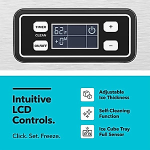 Vremi Commercial Grade Ice Maker - Produces 100 Pounds of Ice in 24 Hrs with 29 Pounds Storage Bin - Stainless Steel, Freestanding Automatic Clear Cube Ice Making Machine Perfect for Home or Business