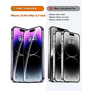 EGV 3 Pack Screen Protector for iPhone 14 Pro Max 6.7-inch, 9H Hardness iPhone 14 Pro Max Tempered Glass Cover With Align Frame, Clear Protective Glass Screen, Case Friendly, Easy Install, Bubble Free