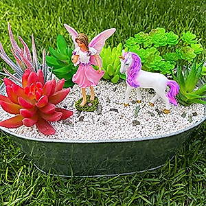 Mood Lab Fairy Garden - Fairy with Unicorn Set of 2 pcs - Miniature Figurines Statue Kit - Outdoor or House Decor