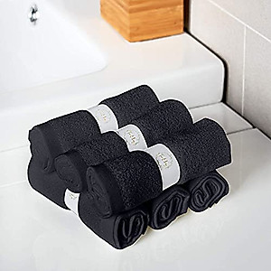 T&F Face Cloths 6 pack - Soft Washcloths for Face Made from Bamboo Gentle on Sensitive Skin, Organic Bamboo Set of 6 Face Towel, Women Makeup Remover Reusable Absorbent Washcloths 10 x 10 Inch (Black)