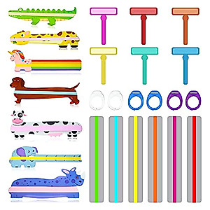 QONIA 25 Pieces Dyslexia Strips Guide Strips Animal Bookmarks Finger Tracking Rulers